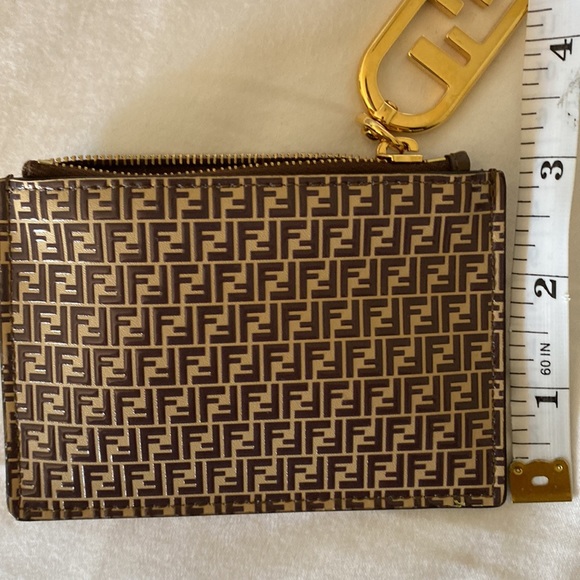 Fendi | Accessories | Authentic Fendi Brown Embossed Leather Coin Purse ...